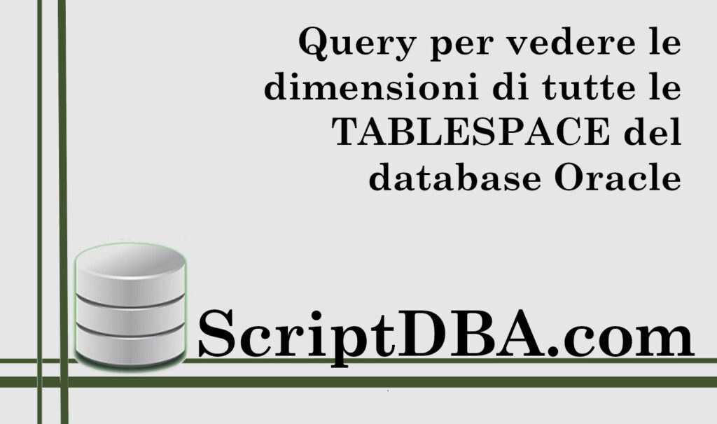 Query Per Vedere Le Dimensioni Di Tutte Le Tablespace Del Database Oracle